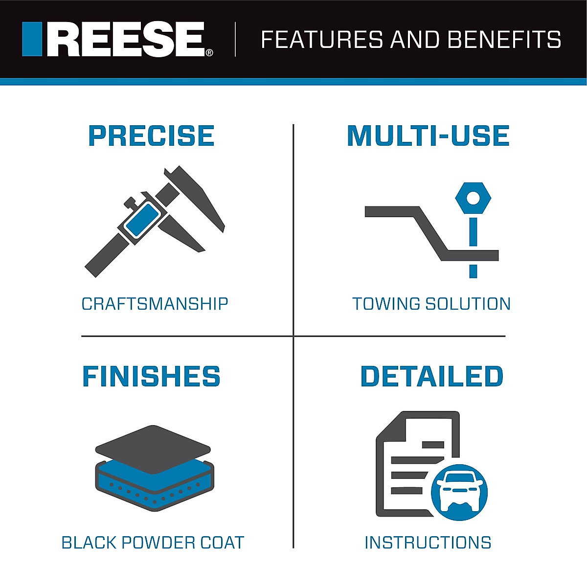 Reese Towpower 7020500 1-1/4" to 2" Receiver Adapter - 6" Long , Black