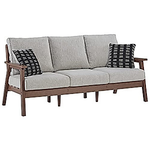 Signature Design by Ashley Outdoor Emmeline HDPE Patio Sofa with Cushion, Brown
