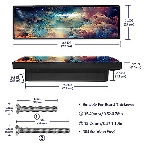 4 Pack 3.6In Double Holes Handles Pulls, Galaxy Planet Print Decorative Kitchen Cabinet Dresser Drawer Closet Cupboard Door Handles Pulls for Home Bedroom Bathroom