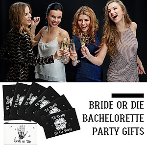 Silkfly 7 Pcs Bride or Die Bachelorette Party Makeup Bag Till Death Cosmetic Bags for Gothic Halloween Bridal Shower Supplies(White, Black)