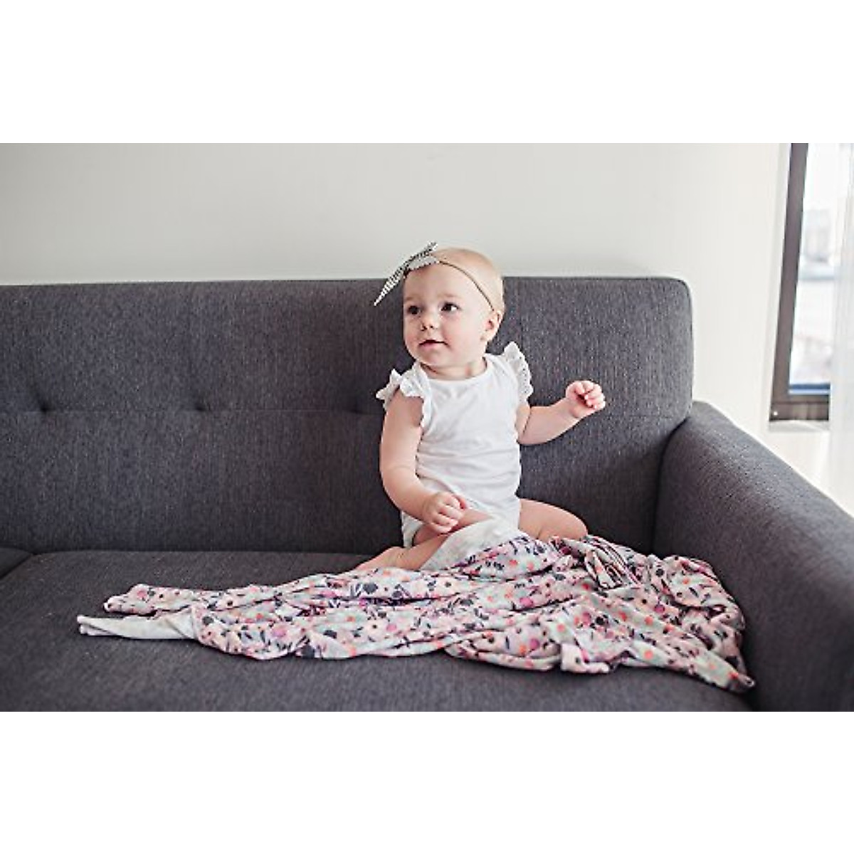 Copper Pearl Large Premium Knit Baby Swaddle Receiving Blanket Floral Morgan