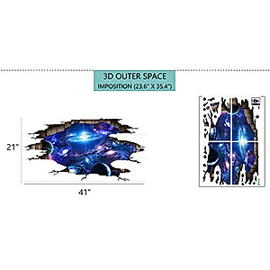 ACEXINYAN 3D Wallpaper Waterproof Ceiling Stars Galaxy Decor Wall Mural Outer Space Decor Removable Kids Wall Decals Planet Posters for Boys Room Living Room Wall Sticker Cool Room Decor