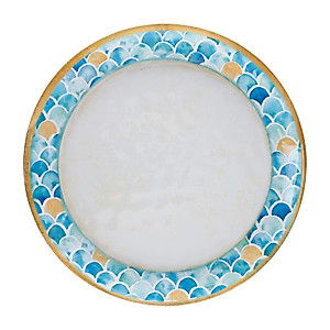 UPware 16-Piece Melamine Dinnerware Set, Includes Dinner Plates, Salad Plates, Dessert Plates, Bowls, Service for 4. (Mermaid)