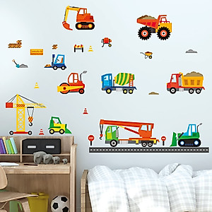DECOWALL DS-8012 Construction Site Cars Island Kids Wall Stickers Wall Decals Peel and Stick Removable Wall Stickers for Kids Nursery Bedroom Living Room (Small) d?cor