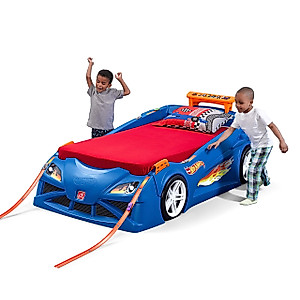 Step2 733538854691 Hot Wheels Toddler to Twin Bed with Lights Vehicle, Blue, Red, Orange