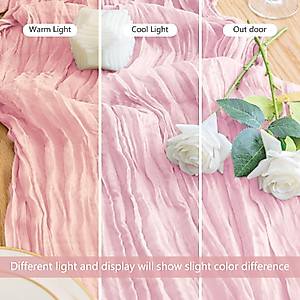 Xiomot 3PCS Table Runner Fall Cheesecloth 10FT Blushing Pink Boho Gauze Cheese Cloth Rustic Sheer Table Runners for Thanksgiving Wedding Bridal Baby Shower Party Decoration