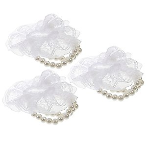 Toddmomy Pearl Bracelet Elastic Pearl Wrist Corsage Bands 10pcs Faux Pearl Wedding Wristlets DIY Lace Wrist Corsages Accessories for Wedding Prom Bride Hand Corsage Wristlet