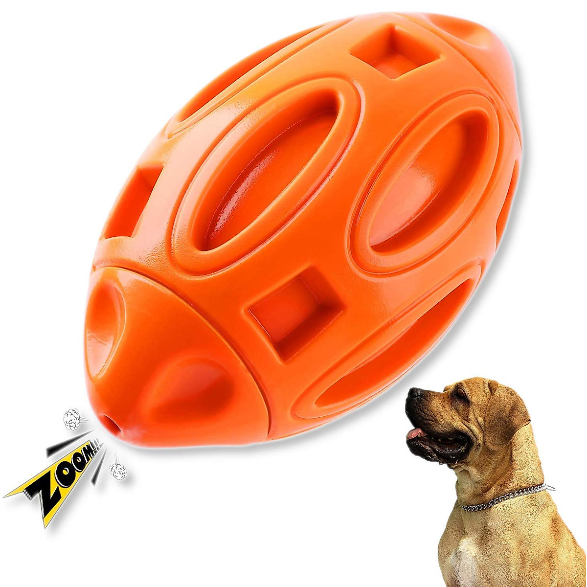 AccuteInsite Durable Rubber Football Squeaky Toys for Aggressive Chewers Toughest, Dog Squeaking Interactive Toys Tough Dog Chew Toys Ball for Medium and Large Breed, Natural Rubber Pet Toys
