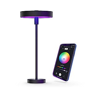 Globe Electric 67240 Wi-Fi Smart Table Lamp, Satin Black, No Hub Required, Voice Activated, 7 Watts, Multicolor Changing RGB, Tunable White 2000K - 5000K, 400 Lumens, 50,000 Hours, 80 CRI