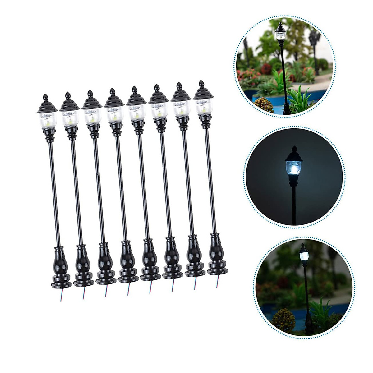 Uonlytech 24 Pcs Model Garden Lamp Miniature Mini Street Light Model Miniature Decor Garden Lamp Miniature Small Garden Decor Mini Lamp Model Mini Garden Lamp Mini Lamp Statue