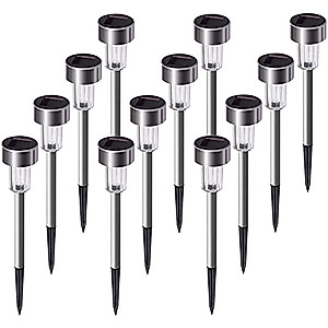 Solar Lights Outdoor Christmas, SUNNEST 12Pack Stainless Steel Outdoor Solar Lights - Waterproof, LED Landscape Lighting Solar Powered Outdoor Lights Solar Garden Lights for Pathway Patio Yard