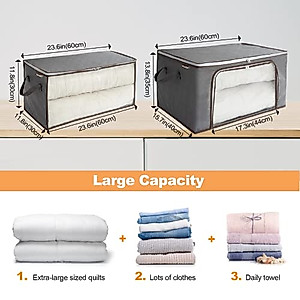 Clothes Storage Bags - Large Capacity Blanket Coats, T-shirts and Comforter Storage Bags, 3 pack Organizer Foldable Storage Cubes and Closet Clothes Storage Bins, with Reinforced Handles and Clear Window