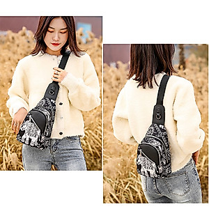 RTGGSEL Boho Ethnic Women's Waterproof Oxford Sling Shoulder Bags Girls Travel Crossbody Chest Bag Ladies Fishing Hiking Daypack (Boho Elephant)