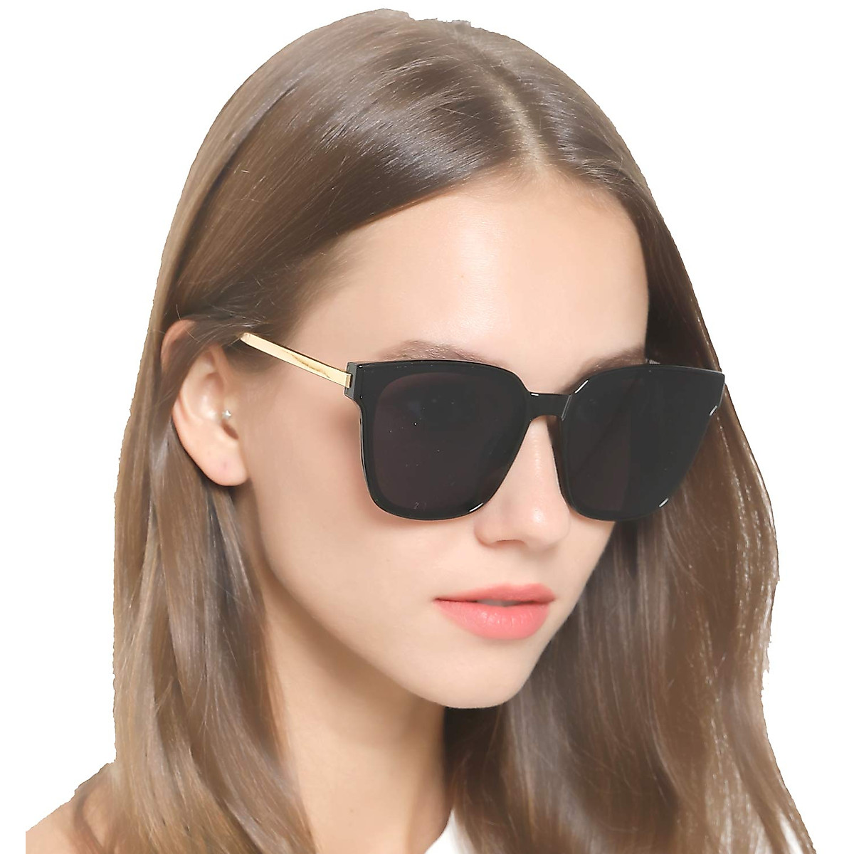 U.I STATION Square Sunglasses Womens Mens Oversized Mirrored lens U886 (BLACK)