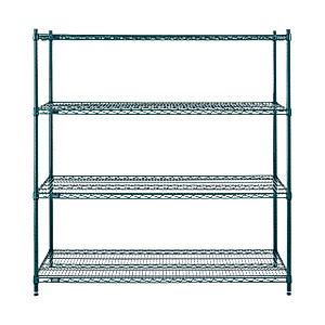 Nexel Poly-Green Adjustable Wire Shelving Unit, 4 Tier, Heavy Duty Commerical Storage Organizer Wire Rack, 24" x 60" x 63", Green