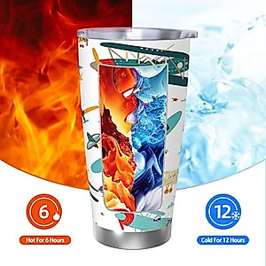 AYCZN Vintage Planes 20 OZ Tumbler Stainless Steel Travel Coffee Mug, Cartoon Aircraft Insulated Water Bottle with Lid and 2 StrawsLeakproof Thermal Cup