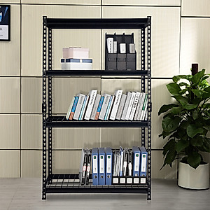 Pachira 36" W x 18" D x 60" H Adjustable Height 4-Shelf Steel Shelving Unit Utility Organizer Rack for Home, Office, and Warehouse, Black
