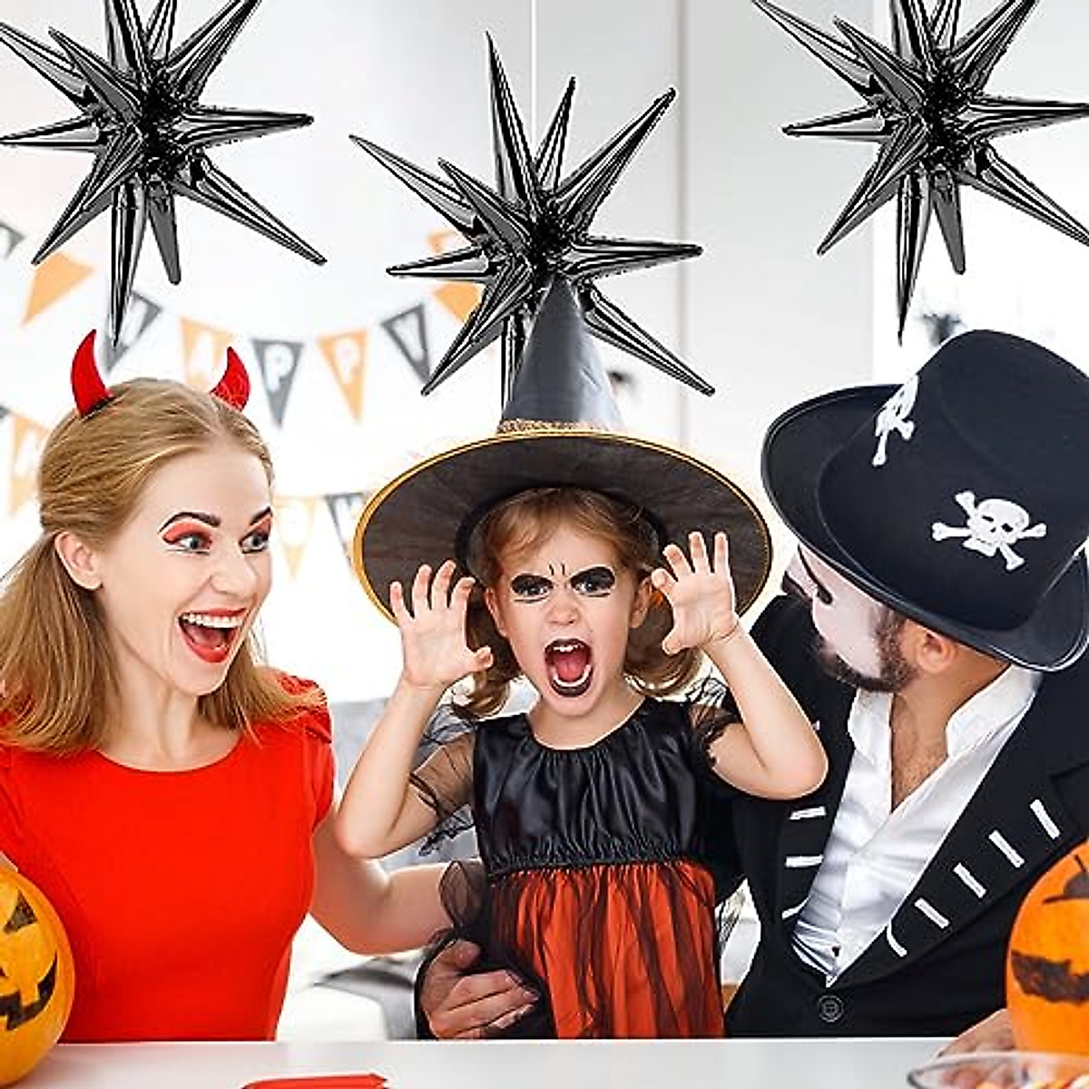 Cadeya 8 Pcs Star Balloons, Huge Black Explosion Star Aluminum Foil Balloons for Birthday, Baby Shower, Wedding, Bachelorette Party, Black Party Decorations Supplies