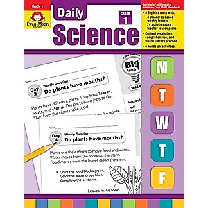 Evan-Moor Daily Science, Grade 1 Homeschooling & Classroom Resource Workbook, Printable Worksheets, Teaching Edition, Earth, Life, and Physical Science, Vocabulary, Test Prep, Hands-On Projects