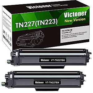 VICTONER Compatible TN227BK TN223BK Toner: Cartridge Replacement for Brother TN227 TN227BK TN-227BK TN-223BK HL-L3290CDW MFC-L3770CDW MFC-L3750CDW HL-L3230CDW L3270CDW L3710CW Printer (Black, 2Pack)