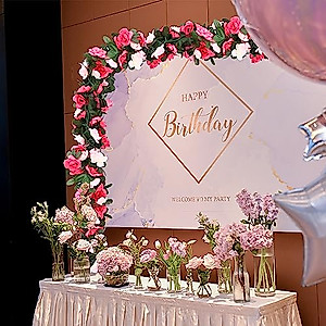 6pcs 49.2 FT Artificial Rose Vines Hanging Rose Flower Garlands,Faux Silk Floral and Leaves,Fake Ivy Garland for Room Wall Backdrop Wedding Arch Garden Party Background Decor (Pink)