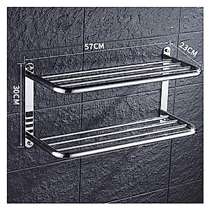 Towel Racks Towel Shelfs,Towel Shelf Towel Rack Bath Double Towel Shelves Holder 57Cm Towel Row Wall Mounted Towel Rail Bar Hotel Rail Shelf Storage Holder for Bathroom Kitchen/67Cm (Color : 57cm)