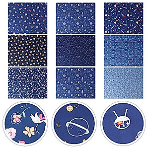Healifty Floral Comforter 9Pcs Christmas Cotton Fabric Sheet Patchwork Cloth Quilting Precut Scraps Sewing Fabric for DIY Scrapbooking Mouth Cover Purse Bag Making 40x50cm (Blue) Floral Sheets