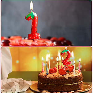 FUNCANDLE Strawberry 1st Birthday Candle Gifts for Girls,Red Strawberry Birthday Candle Decorations,Fruit Themed Candle Cake for Girls Birthday Gifts Celebration Reunions Anniversary Party Supplies