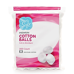 Simply Soft Premium Cotton Balls (600 Count), 100% Pure Cotton, Large Cotton Balls for Face and Nail Polish Remover