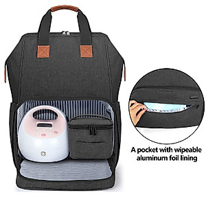 LUXJA Breast Pump Bag with Compartments for Cooler Bag and Laptop, Breast Pump Backpack with 2 Options for Wearing (Fits Most Major Breast Pump, Suitable for Working Mothers), Black