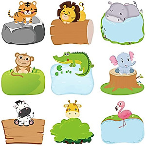 Pajean 45 Pieces Jungle Animal Cutouts Safari Friend Cutouts Colorful Animal Cut Outs Classroom Decoration with Glue Point Dots for Classroom Bulletin Board Safari Animals Theme Party Decor