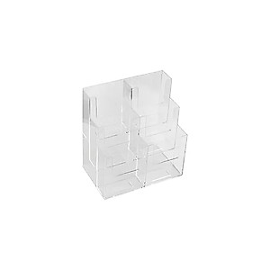 Dazzling Displays Acrylic Stand 3 Tier, 6 Pocket Fits 4 by 9 Material, Trifold Brochure Holder, Countertop Clear Display, Organizer Tray, Rack for Pamphlet, Letters, Folders, Document, Sign, Cards (1)