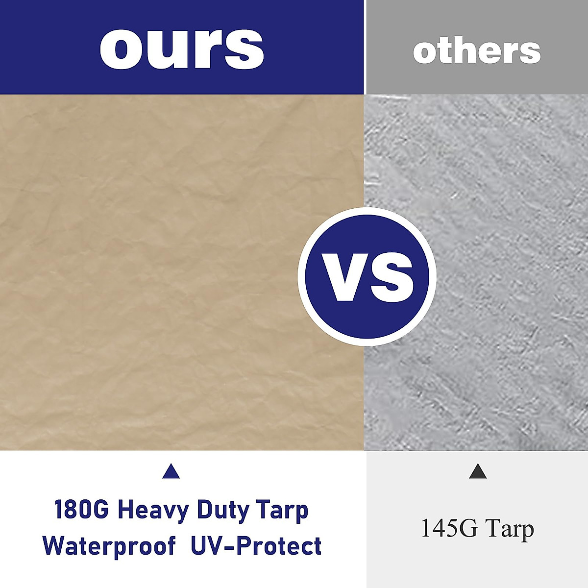 Mergrim 10' x 20' Carport Canopy Replacement Cover with Ball Bungees, 180g Heavy Duty Tarp for Most 10'x20' Carport Frame, Top Cover Only, Frame is not Included, Beige