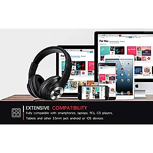 Ausdom Kids Headphones Lightweight Over-Ear Wired HiFi Stereo Headphones with Built-in Mic Comfortable Leather Earphones- Black