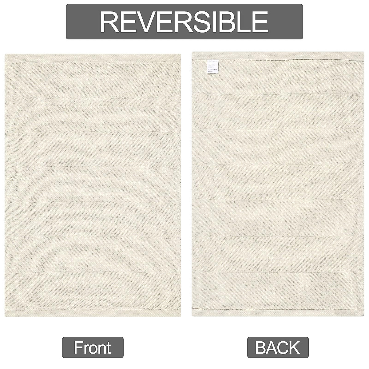 HXJDCL Farmhouse Kitchen Runner Rug 2'x 6',Cream Cotton Woven Washable Bedroom Runner Rug Reversible Hallway Rug Boho Laundry Room Rug for Living Room Sink Area Rug