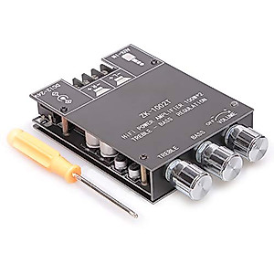 100W+100W Amplifier Board with Treble and Bass Control, DC 9-24V, BT and AUX Inputs, 2.0 Channel Stereo AMP Board for DIY Wireless Speakers, Password Free