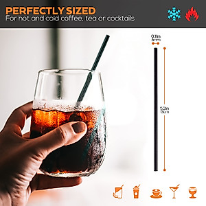 Disposable Straw Bundle for Parties and BBQs 5'' Long Mini Plastic Coffee Straws in Bright Colors and Black