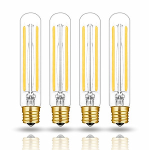 Hizashi 4W LED T6.5 Tubular Filament Bulb E17 Intermediate Base Dimmable 4.7'' Length 40W Equivalent Light Bulb 4000K Cool White 90+ CRI for Exit Sign Light, Refrigerator, Freezer, UL Listed - 4 Pack