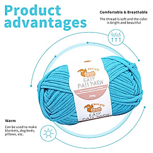 Fedmut Yarn for Crocheting -200g Beginners Chunky Cotton Yarn Easy-to-See Stitches Thick Worsted Yarn for Knitting Craft -Peacock Blue