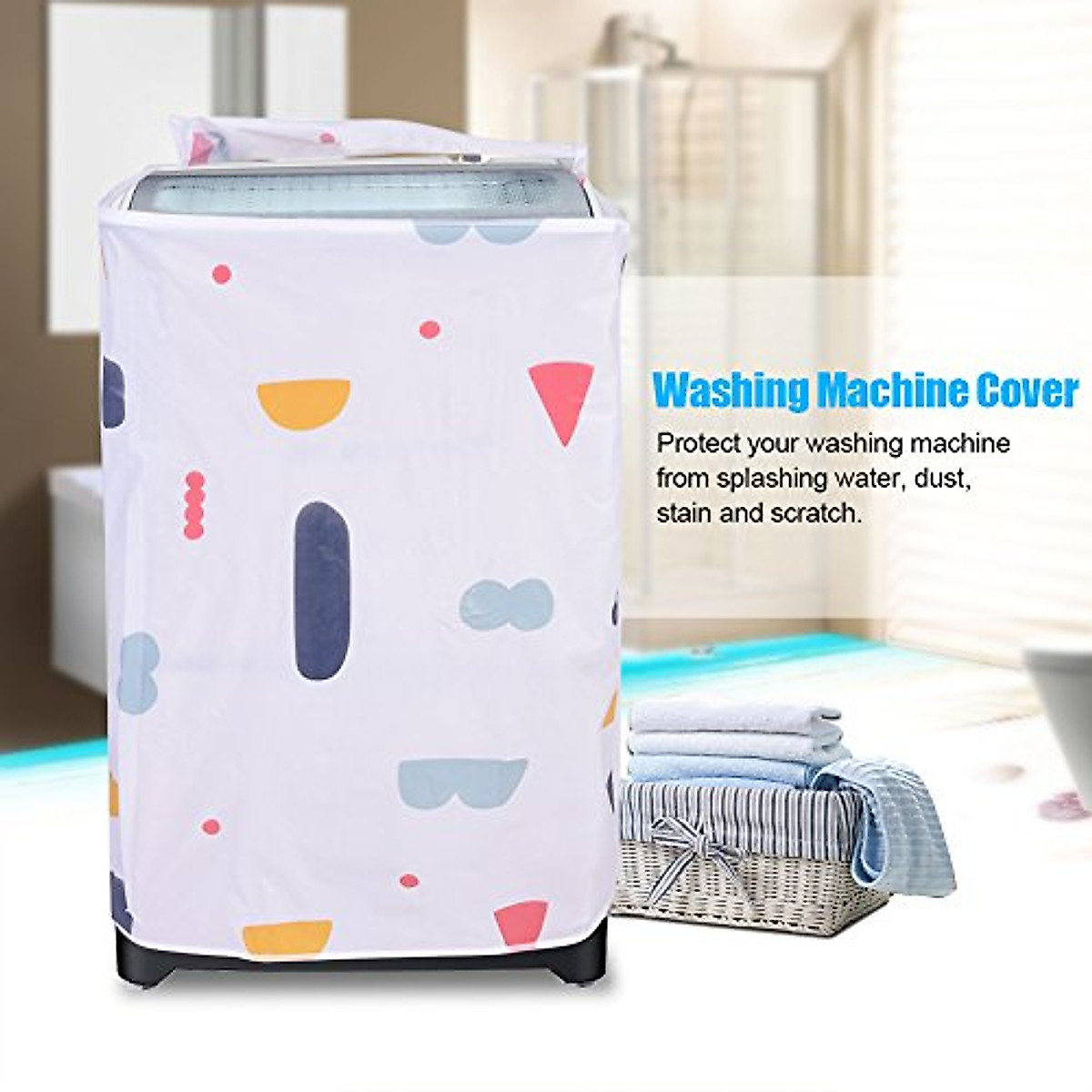 Waterproof Washing Machine Zipped Cover, Dust Protection for Top/Front Load Washer Dryer Washing Appliance Dustproof Protector