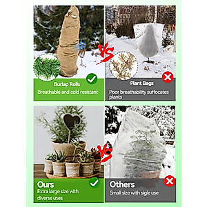 ANPHSIN 30ftx40in Natrual Burlap Plant Covers Freeze Protection, Winter Frost Plant Blankets, Frost Cloth for Outdoor Bushes Trees Potted Plants Cold Weather