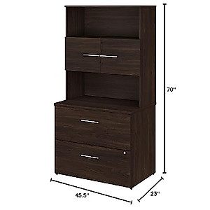 Bush Business Furniture Office 500 2 Drawer Lateral File Cabinet with Hutch, 36W, Black Walnut