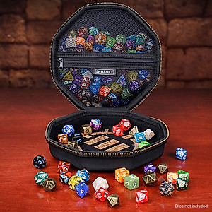 ENHANCE DnD Dice Tray and Dice Case - DnD Dice Holder for up to 150 D&D Dice with Rugged Hard Shell Exterior and Protective Soft Interior - Dice Rolling Tray Perfect for Game Night (Black)