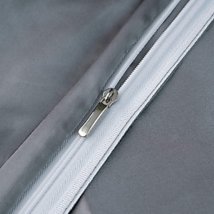 Vagasi Grey Duvet Cover Set Queen Size 3 Pieces - Comforter Cover Super Soft with 2 Pillow Shams - Satin Bedding Set Breathable & Smooth with Zipper Closure