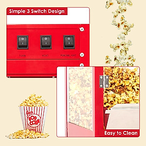 Gravee Commercial Popcorn Machine Cart, Popcorn Maker Machine [Professional][ 8 Oz ]Popcorn Machine with Stand With 8 Oz Kettle Makes Up to 60 Cups, With Lockers for Home Movie Theater Style…