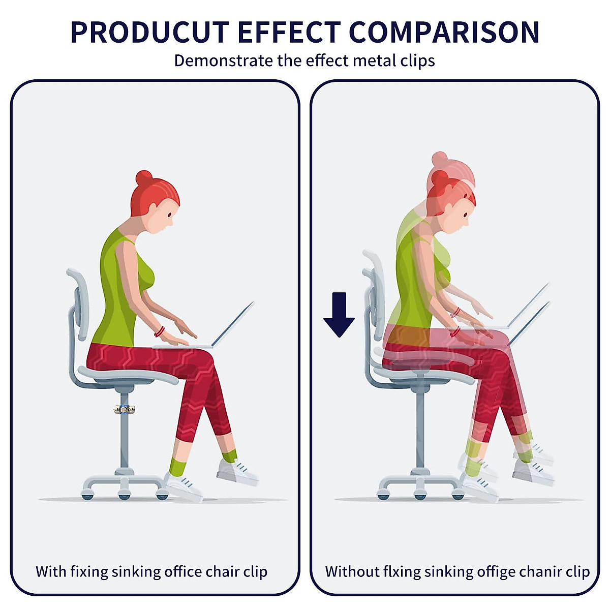 Juomid Fix Sinking Office Chair, Adjustable Height 304 Stainless Steel Chair Saver Stopper for Stop Chair Sinking Going Down Sag, with Hexagon Wrench, Cylinder 25-28mm, 0.98-1.1inch, 2pcs