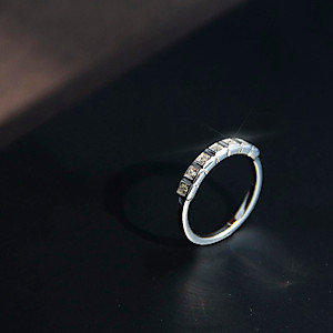 7 Stone Moissanite Wedding Band Eternity Ring Wedding Rings for Women 925 Sterling Silver with 18K White Gold Plated 0.56 Carats D Color VVS1 Princess cut Lab Created Diamond Engagement Ring Size 6