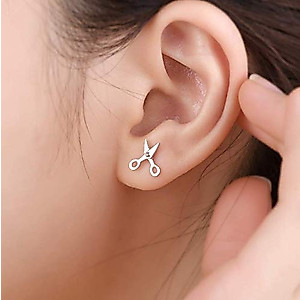 Helen de Lete Lovely Scissors Sterling Silver Stud Earrings