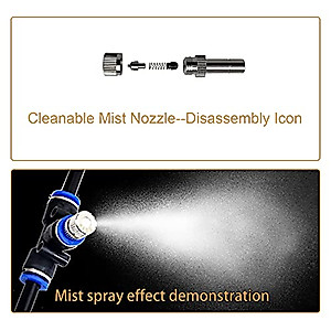 Misting Cooling System,10 Stainless Steel Mist Nozzles 10 Connector Outdoor Cool Mister for Patio Garden Umbrellas Greenhouse Fan Trampoline Waterpark, 1/4" Misting Hose NOT Included