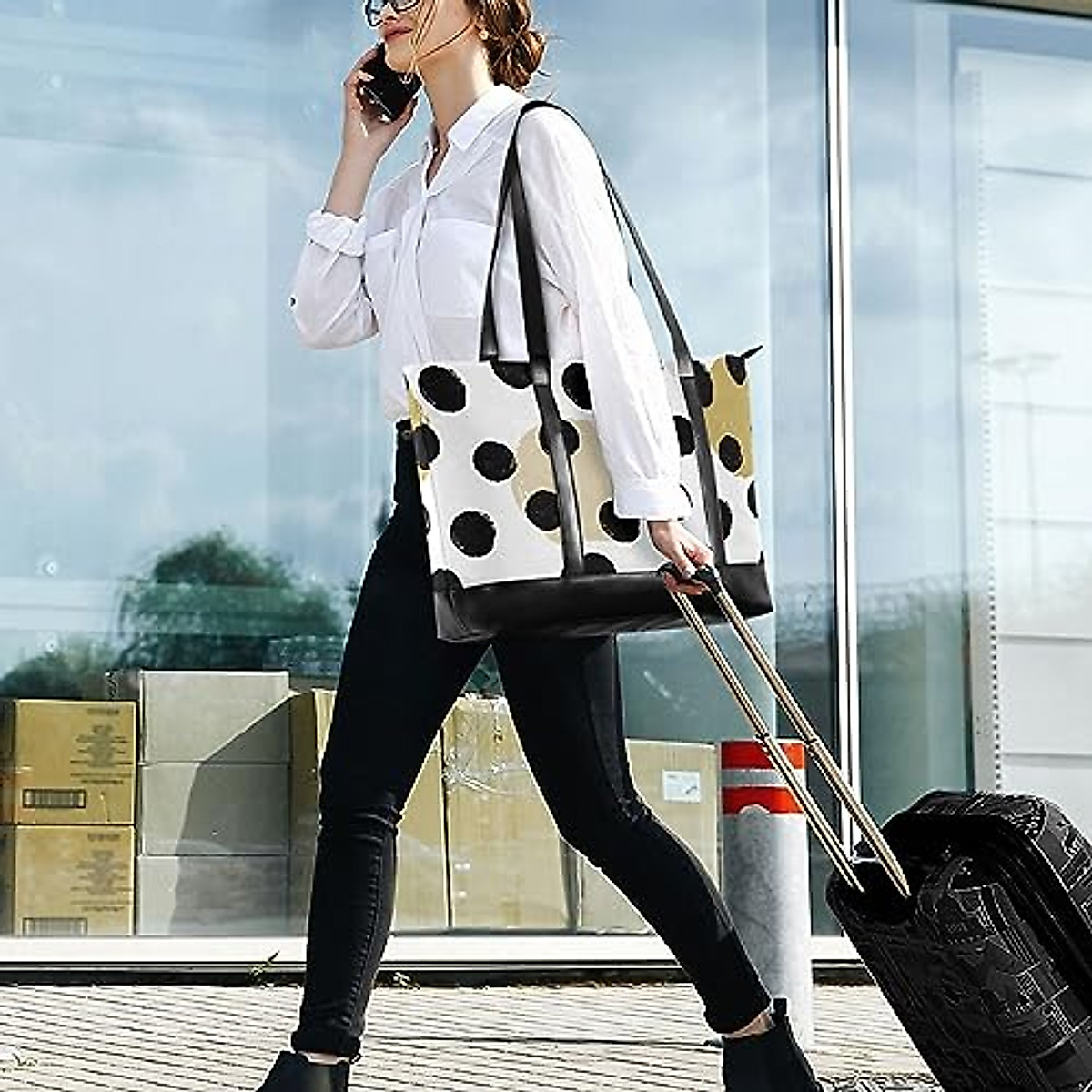 Polka Dot Laptop Tote Bag for Women Travel Work Bag Handbags Purse Canvas Teacher Tote Bags with Zipper